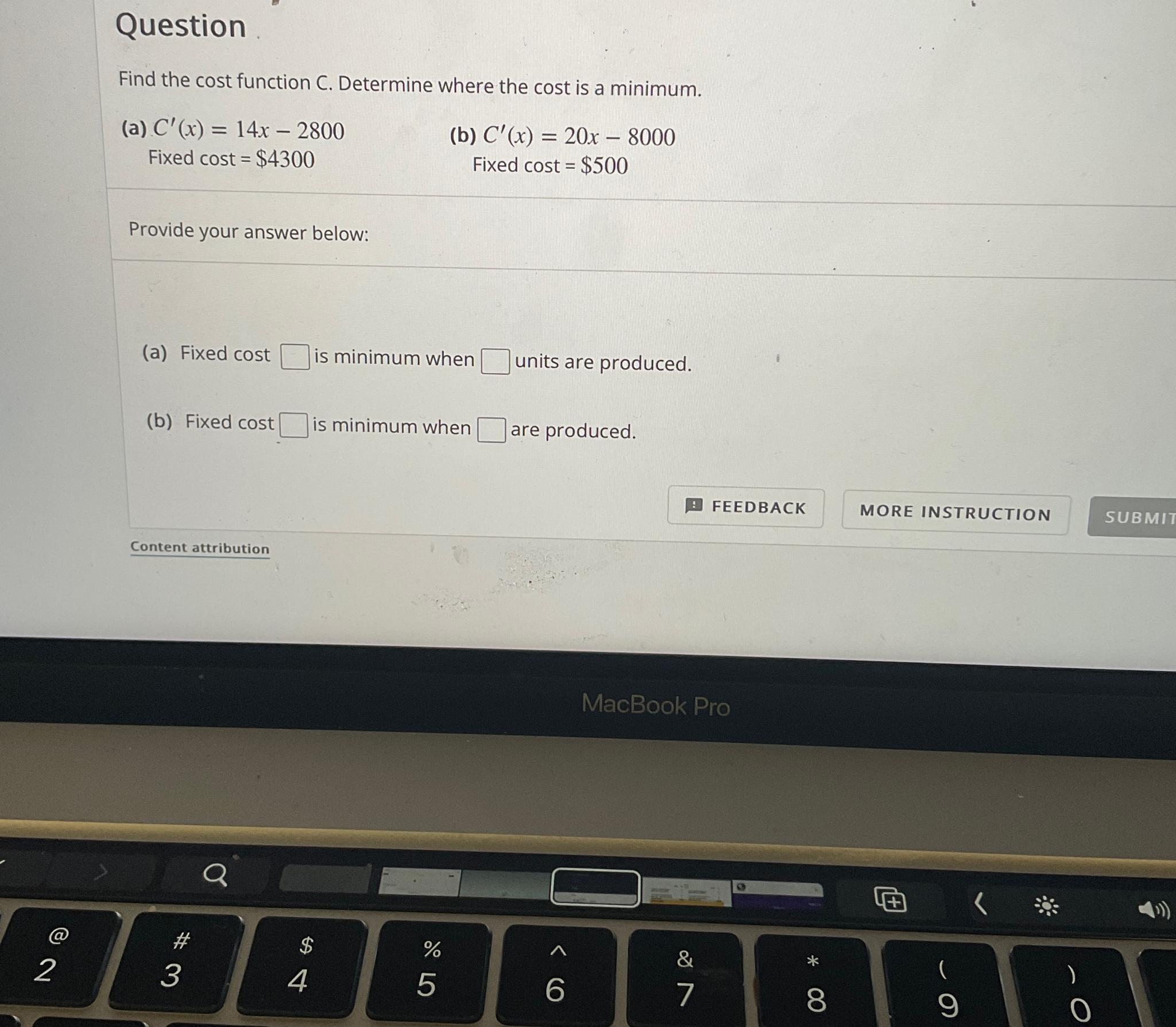 Solved QuestionFind the cost function C. ﻿Determine where | Chegg.com