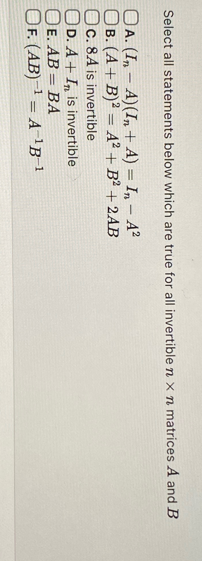 Solved Select all statements below which are true for all | Chegg.com