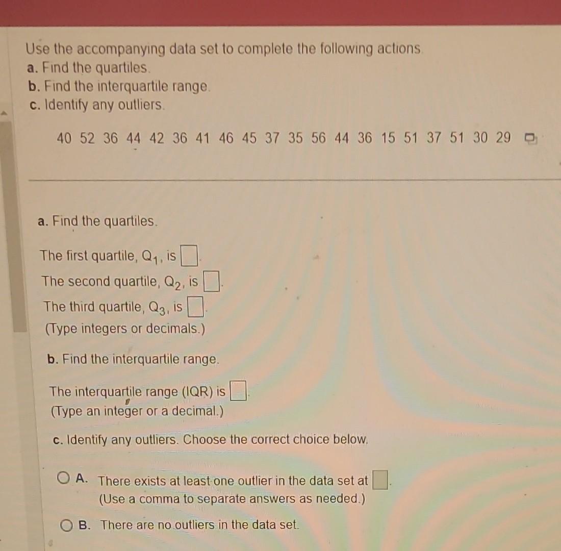 Solved Use the accompanying data set to complete the | Chegg.com