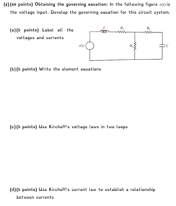 Solved (2) (40 ﻿points) ﻿Obtaining the governing equation: | Chegg.com