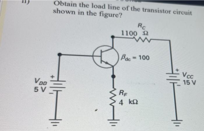 Solved Obtain the load line of the transistor circuit shown | Chegg.com