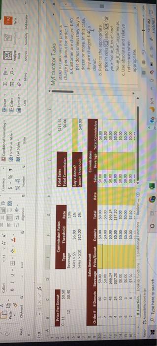Use an IF function in cell E10 to calculate the price | Chegg.com