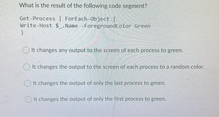 Solved What is the result of the following code segment? | Chegg.com