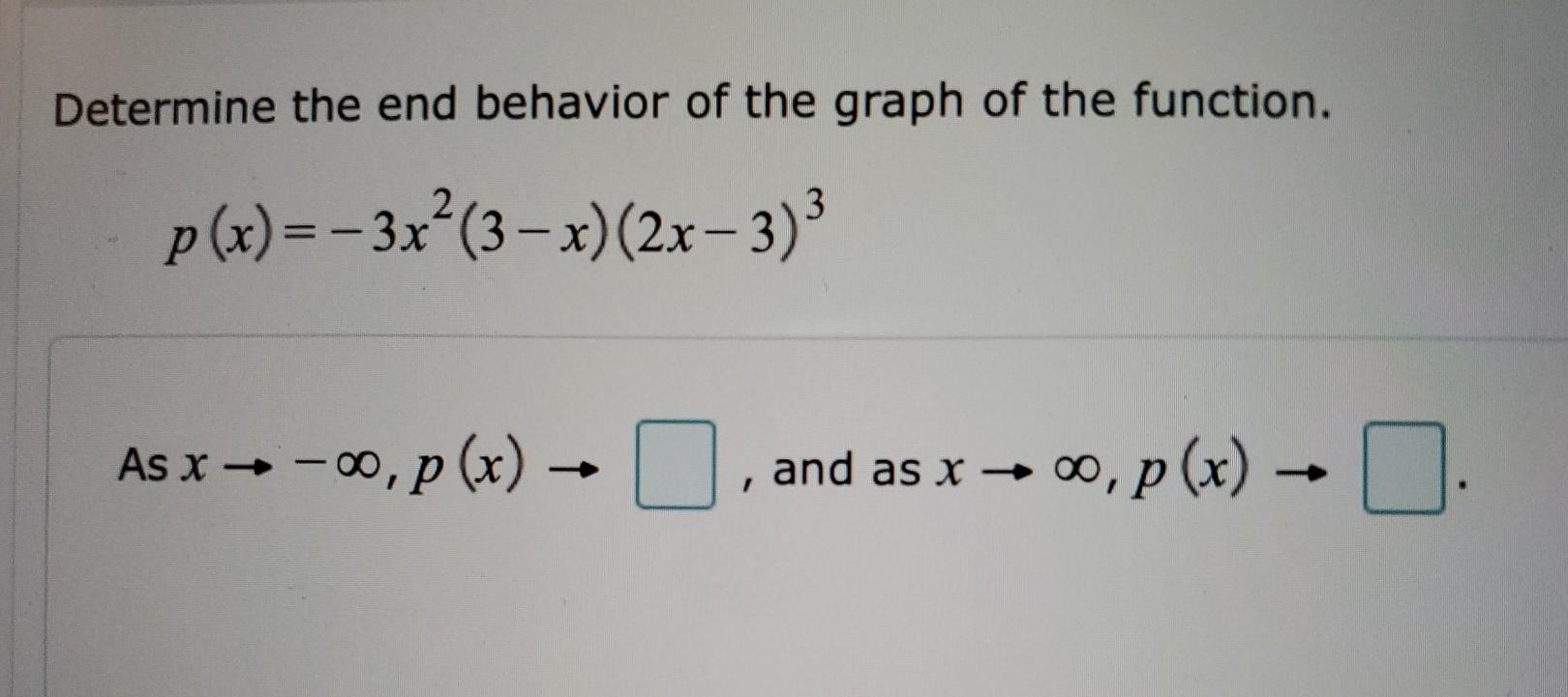 Solved Determine the end behavior of the graph of the | Chegg.com