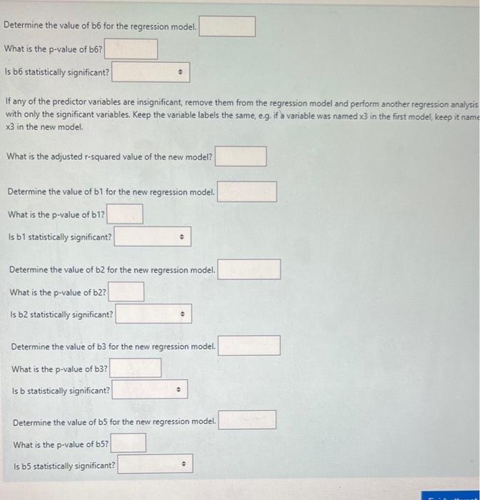 Solved Using the following predictor variables (x1−x6), | Chegg.com