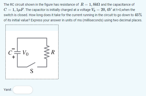Solved The RC circuit shown in the figure has resistance of | Chegg.com