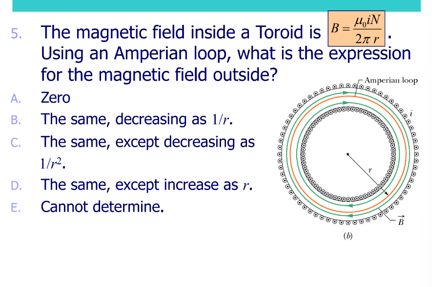 Solved The magnetic field inside a Toroid is B=μ0iN2πr.Using | Chegg.com