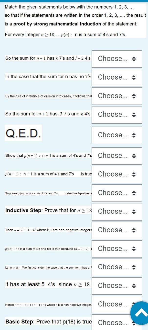 Match the given statements below with the numbers | Chegg.com