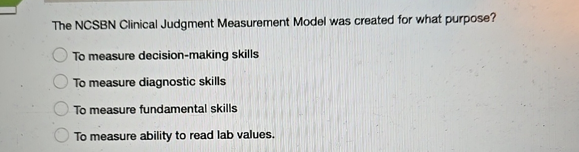 Solved The NCSBN Clinical Judgment Measurement Model was | Chegg.com