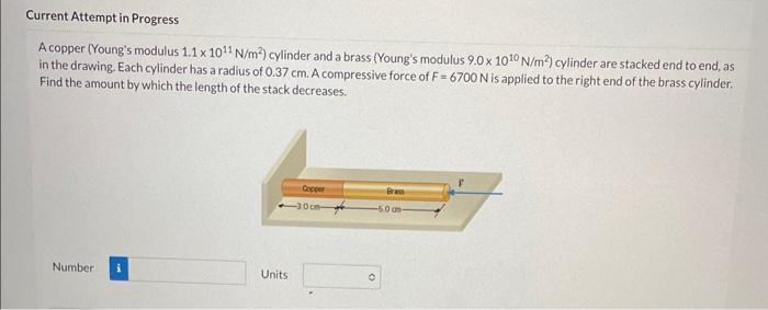 Solved A copper (Young's modulus 1.1×1011 N/m2 ) cylinder | Chegg.com