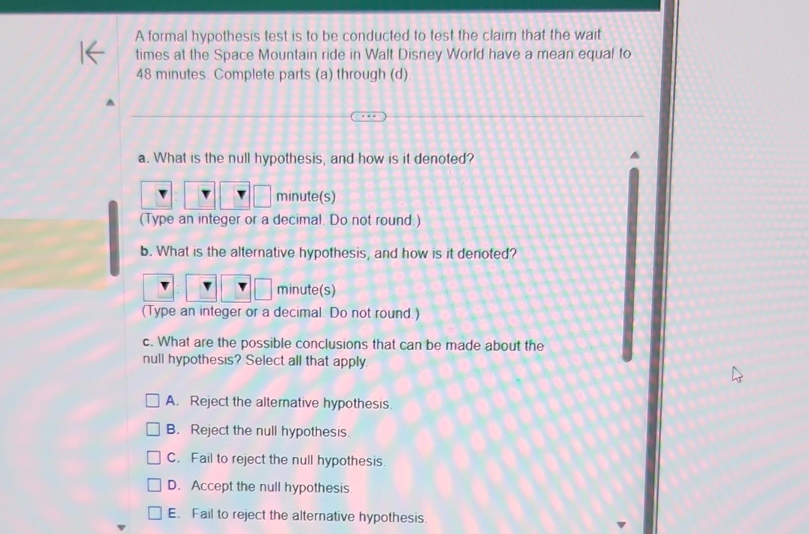 Solved D. Accept the null hypothesis. E. Fail to reject | Chegg.com