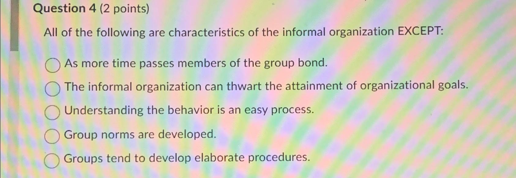 Solved Question 4 ( 2 ﻿points)All of the following are | Chegg.com