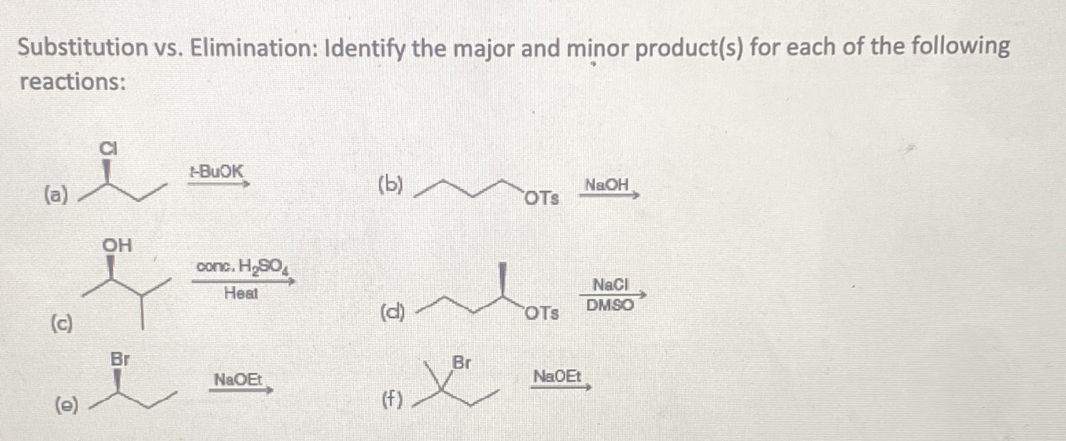 Substitution vs. ﻿Elimination: Identify the major and | Chegg.com