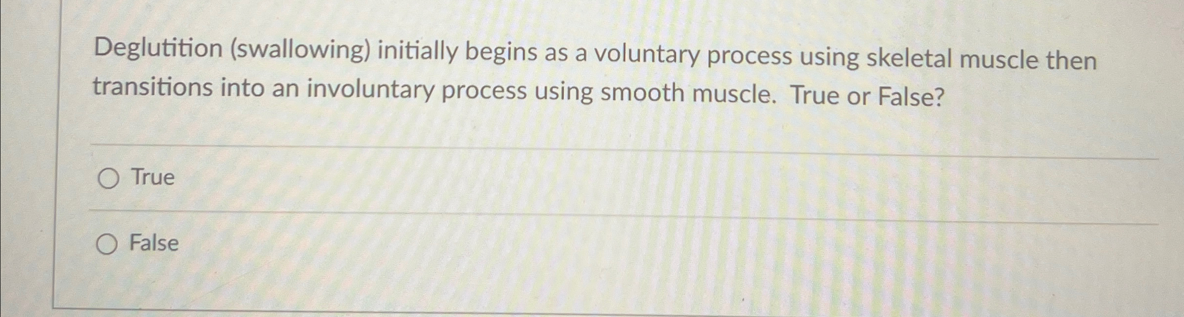 Solved Deglutition (swallowing) ﻿initially begins as a | Chegg.com