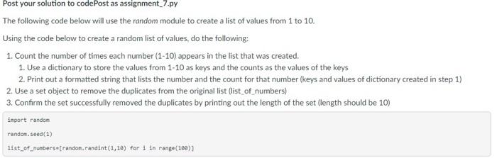 Solved The following code below will use the random module | Chegg.com