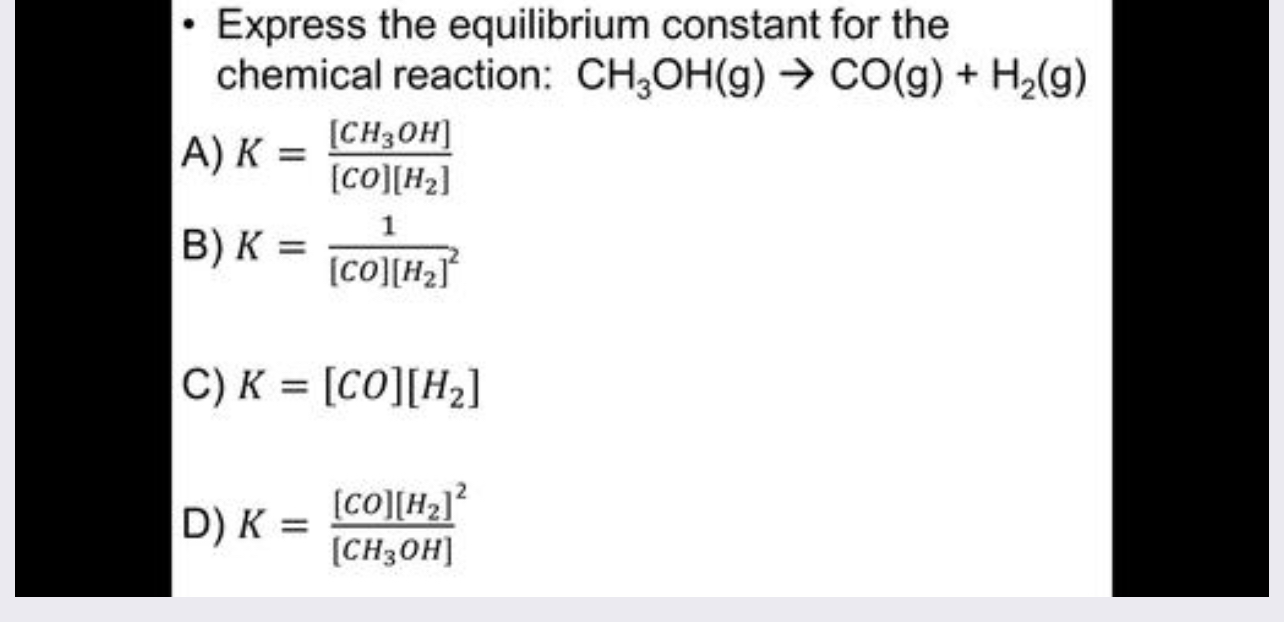 Solved Express the equilibrium constant for the chemical | Chegg.com