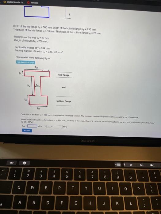 Solved An I-section is shown below (drawn not to scale): I | Chegg.com