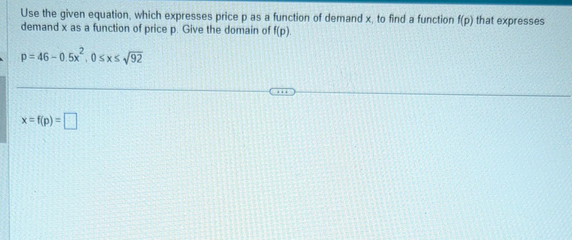 Solved Use the given equation, which expresses price p as a | Chegg.com