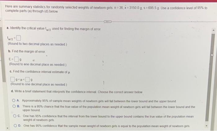 Solved Here are summary statistics for randomly selected | Chegg.com