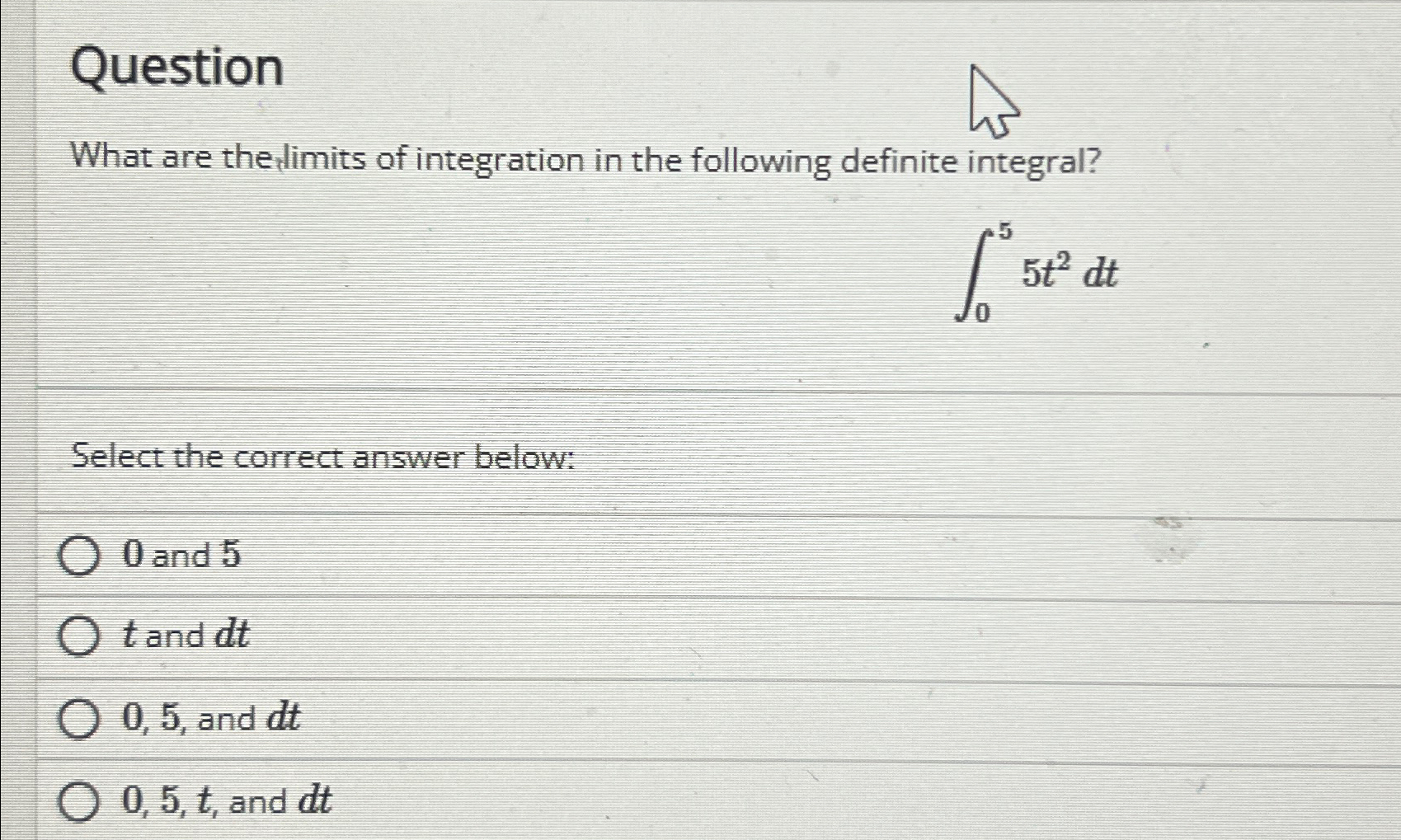 Solved QuestionWhat are the dimits of integration in the | Chegg.com