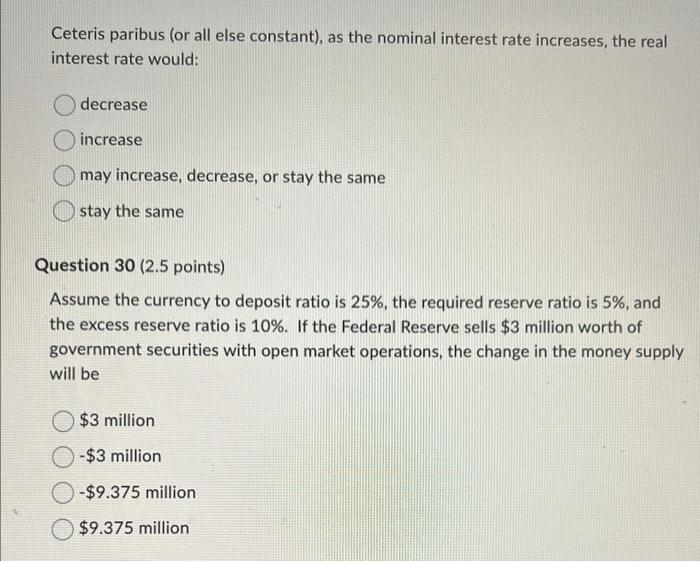Solved Ceteris paribus (or all else constant), as the | Chegg.com