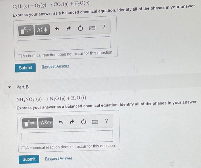 Solved C3H6(9) + O2(g) + CO2(g) + H2O(9) Express your answer | Chegg.com