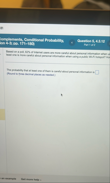Solved 81Complements, Conditional Probability, ion 4-3; | Chegg.com