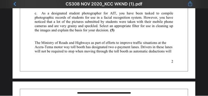 Solved CS308 NOV 2020_KCC WKND (1).pdf Question 2 a. Using a | Chegg.com