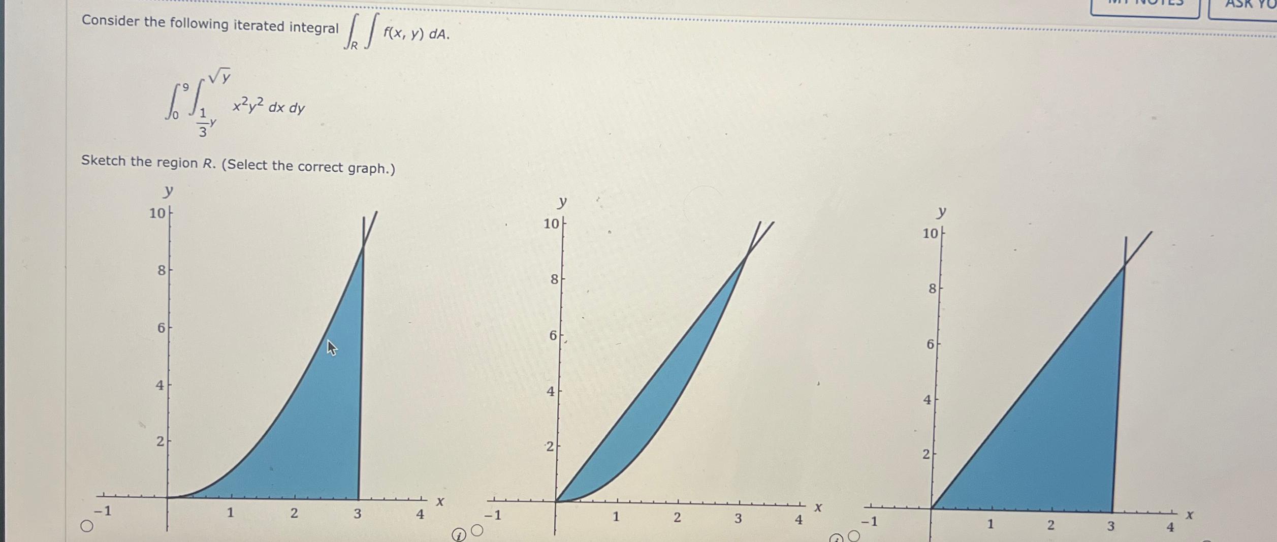 Solved Consider the following iterated integral | Chegg.com Solved Consider the following iterated integral | Chegg.com