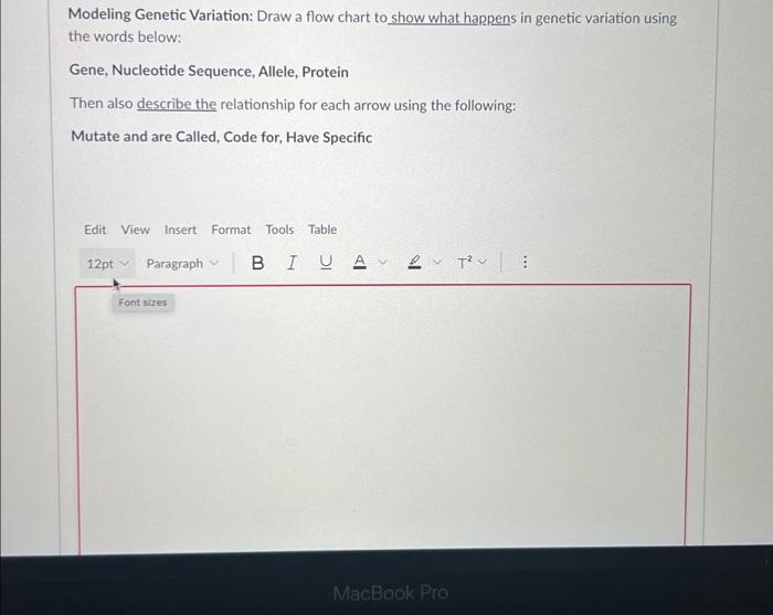 Solved Modeling Genetic Variation: Draw a flow chart to show | Chegg.com