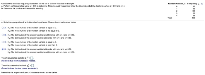 Solved Random Variable Frequency Consider the observed | Chegg.com