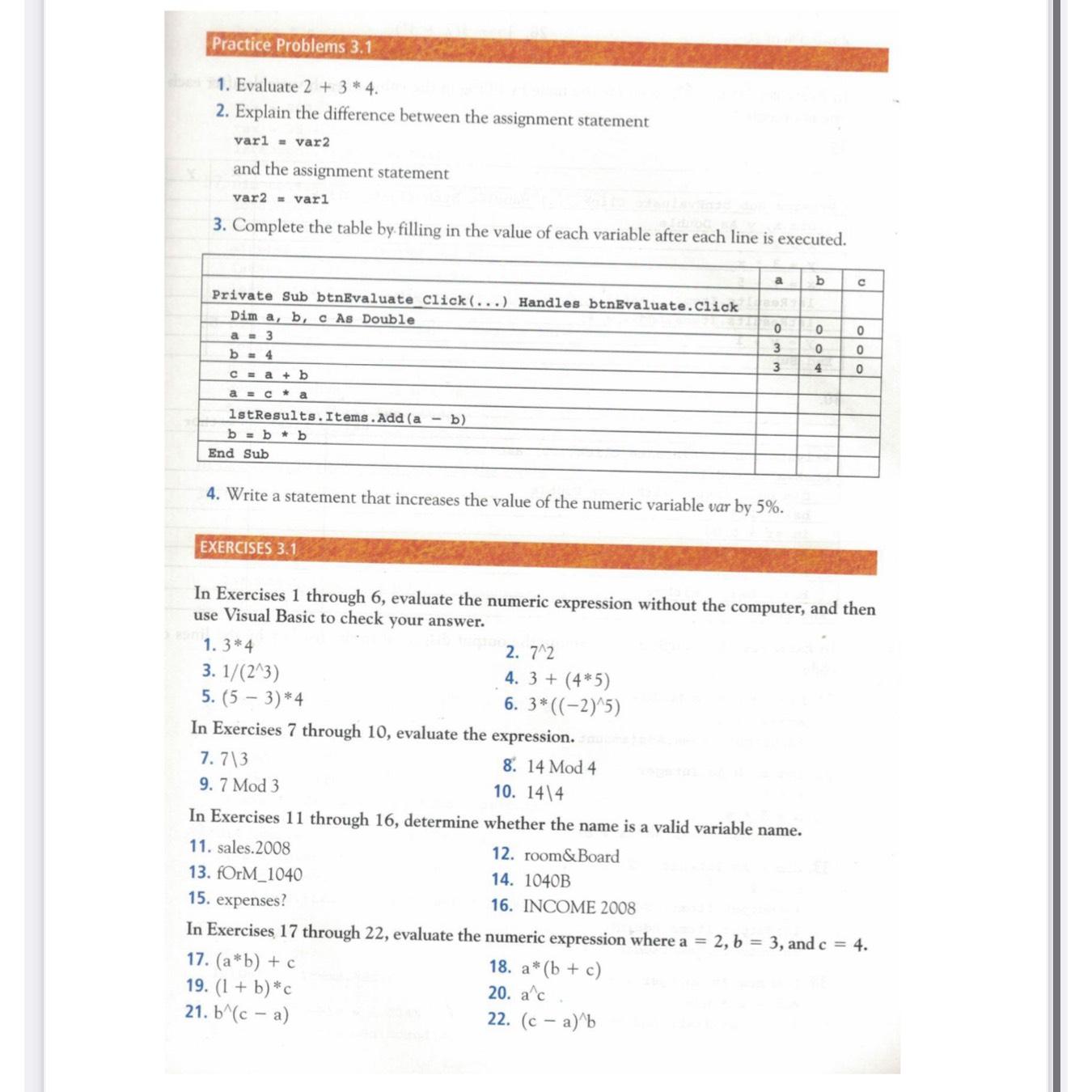 Solved Practice Problems 3.1Evaluate 2+3**4.Explain the | Chegg.com