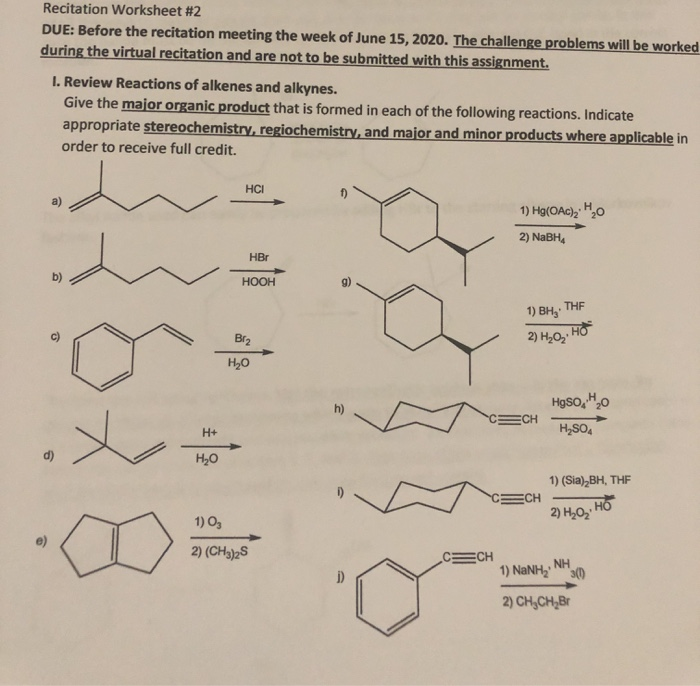 Solved Recitation Worksheet #2 DUE: Before the recitation | Chegg.com