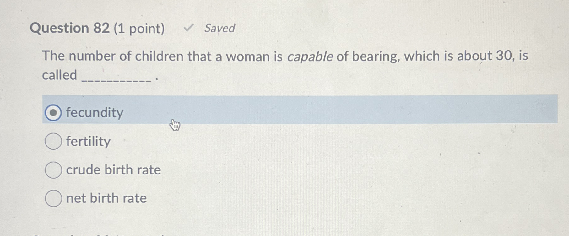 Solved Question 82 (1 ﻿point) ﻿SavedThe number of children | Chegg.com
