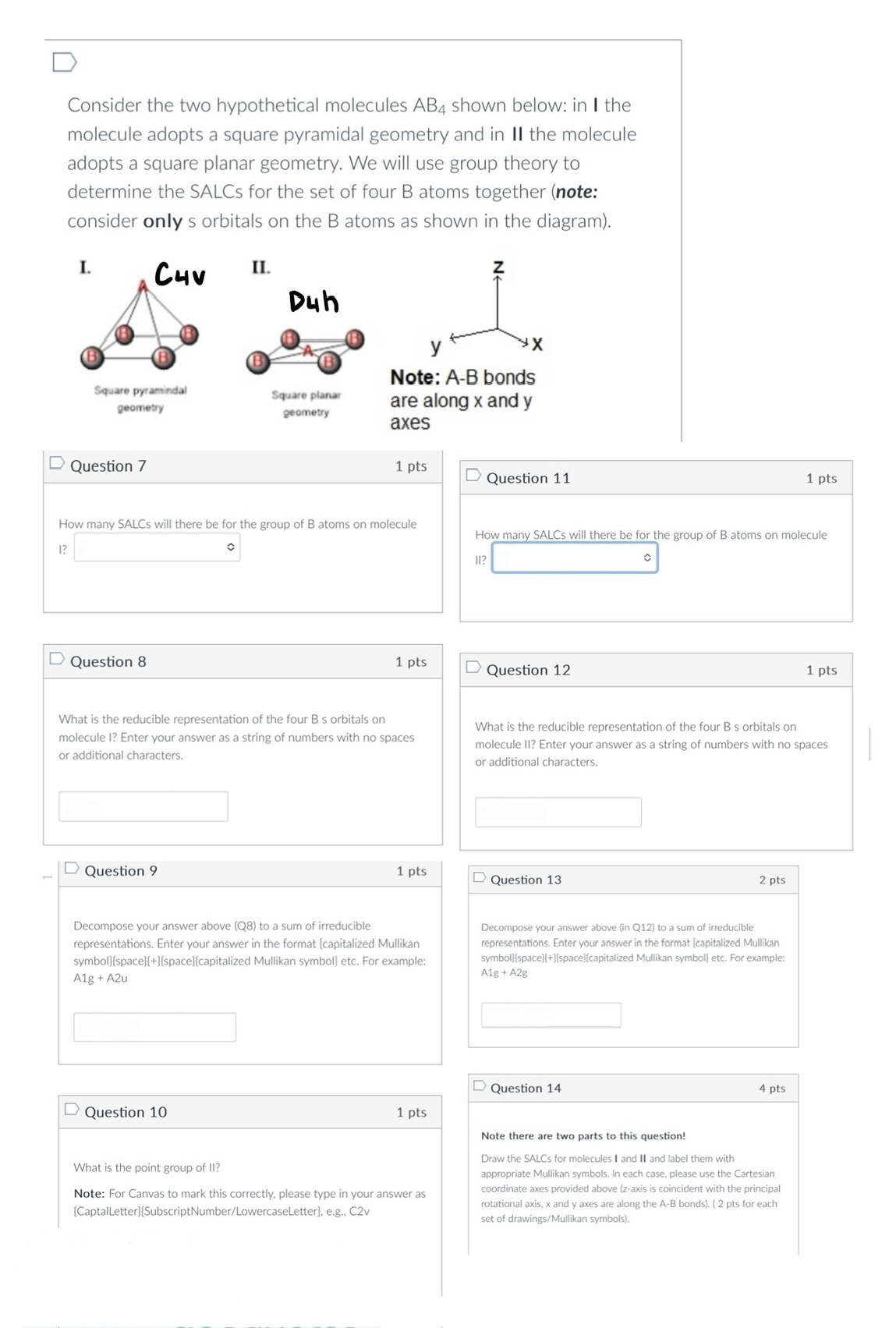 Consider the two hypothetical molecules AB4 ﻿shown | Chegg.com