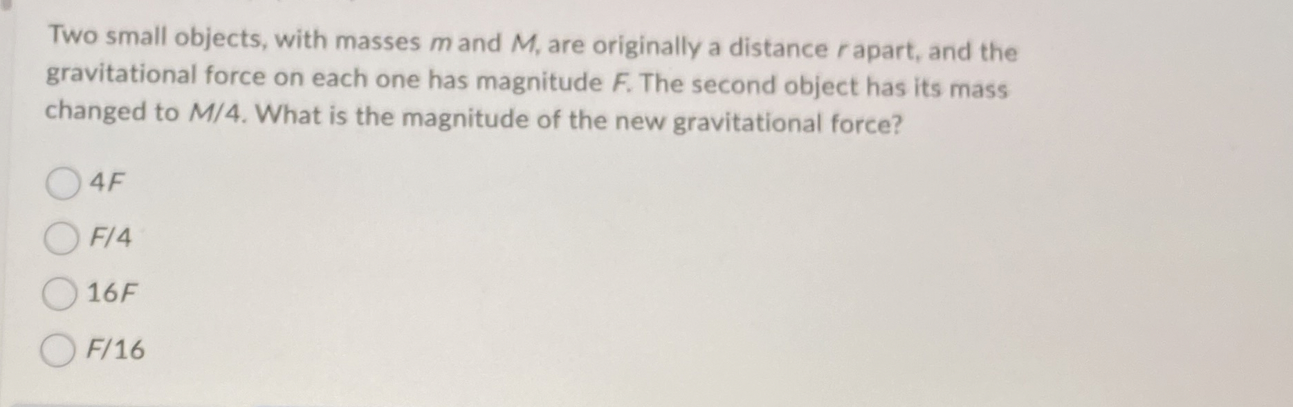 Solved Two small objects, with masses m ﻿and M, ﻿are | Chegg.com