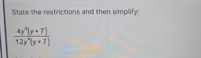 Solved State the restrictions and then | Chegg.com