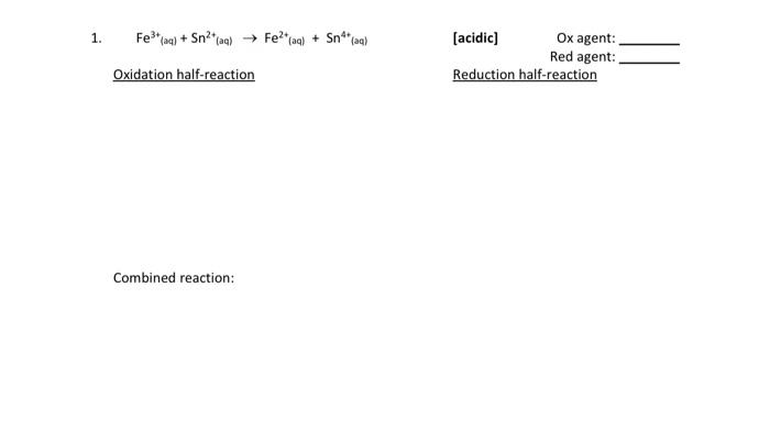 Solved Fe3+(aq)+Sn2+(aq)→Fe2+(aq)+Sn4+(aq) Oxidation | Chegg.com