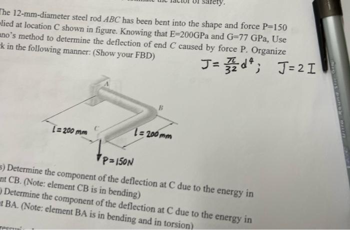 The 12 -mm-diameter steel rod ABC has been bent into | Chegg.com