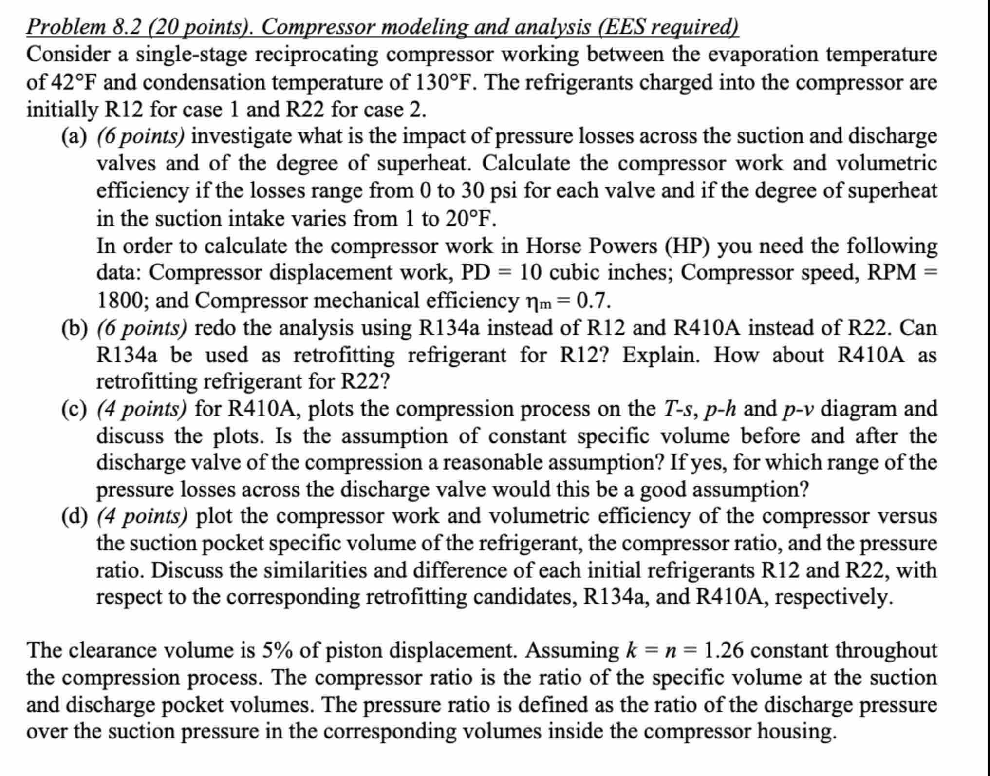 Problem 8.2 (20 ﻿points). ﻿Compressor modeling and | Chegg.com