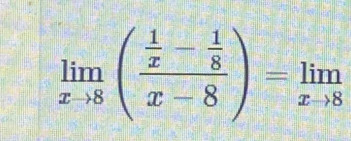 Solved limx→8(1x-18x-8)=limx→8 | Chegg.com