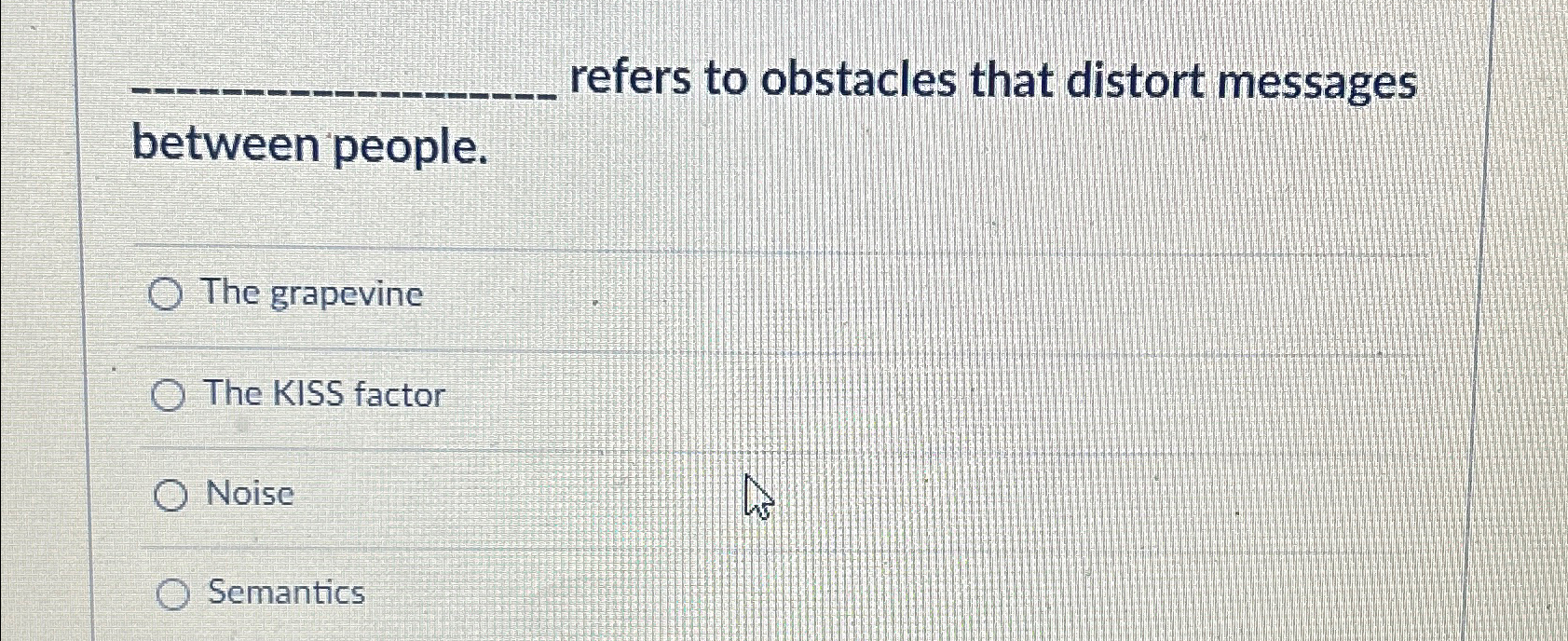 Solved refers to obstacles that distort messages between | Chegg.com
