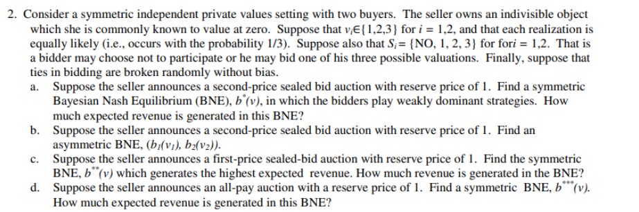 Solved Consider a symmetric independent private values | Chegg.com