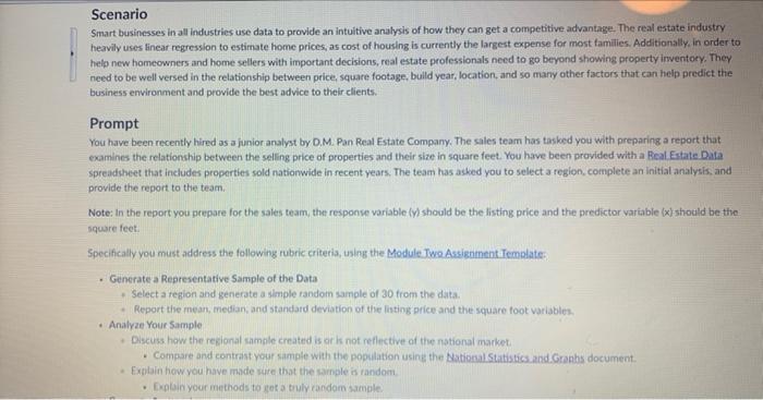 Solved Mat 240 Applied Statistics Module 2 Real Estate Part | Chegg.com