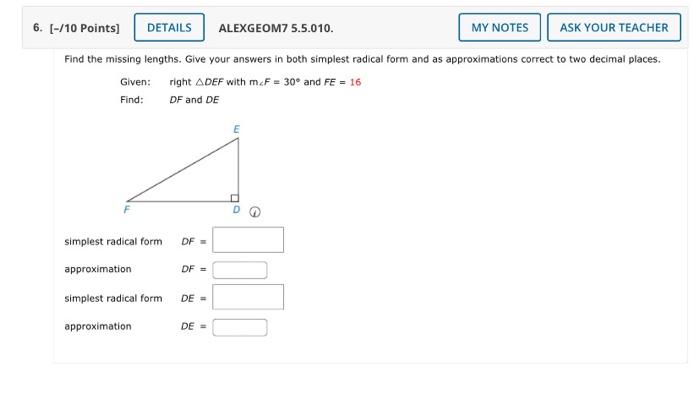 Solved Find the missing lengths. Give your answers in both | Chegg.com