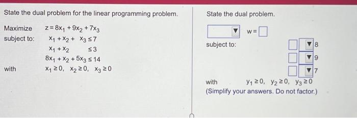 Solved State the dual problem for the linear programming | Chegg.com