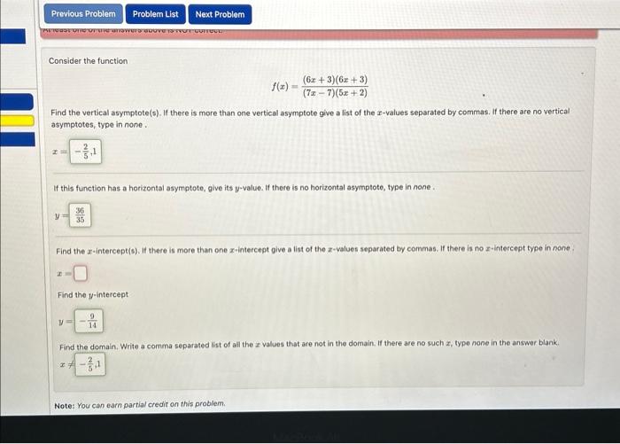 Solved Consider the function f(x)=(7x−7)(5x+2)(6x+3)(6x+3) | Chegg.com