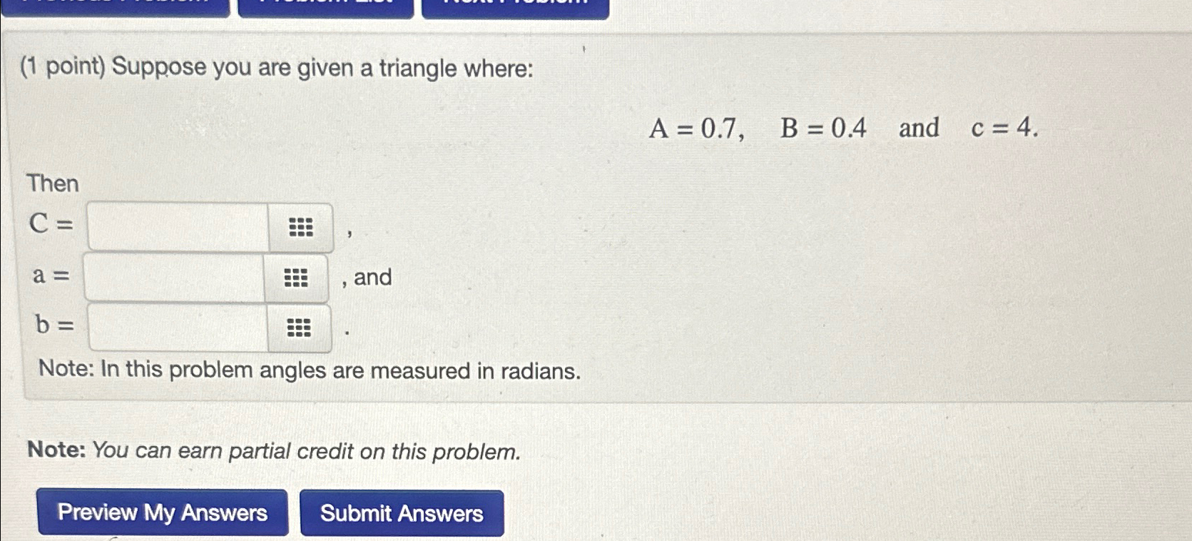 Solved (1 ﻿point) ﻿Suppose you are given a triangle | Chegg.com