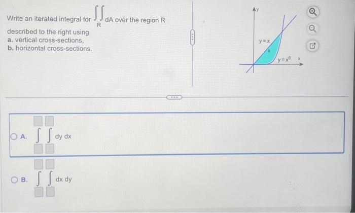 Solved Write an iterated integral for ∬RdA over the region R | Chegg.com