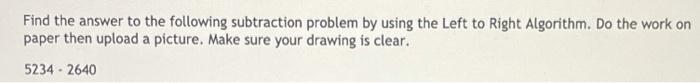 Solved Find the answer to the following subtraction problem | Chegg.com
